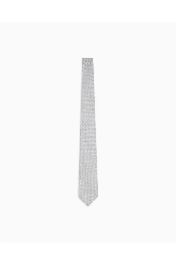 Emporio Armani Textured Pure Silk Neck Tie - Grey