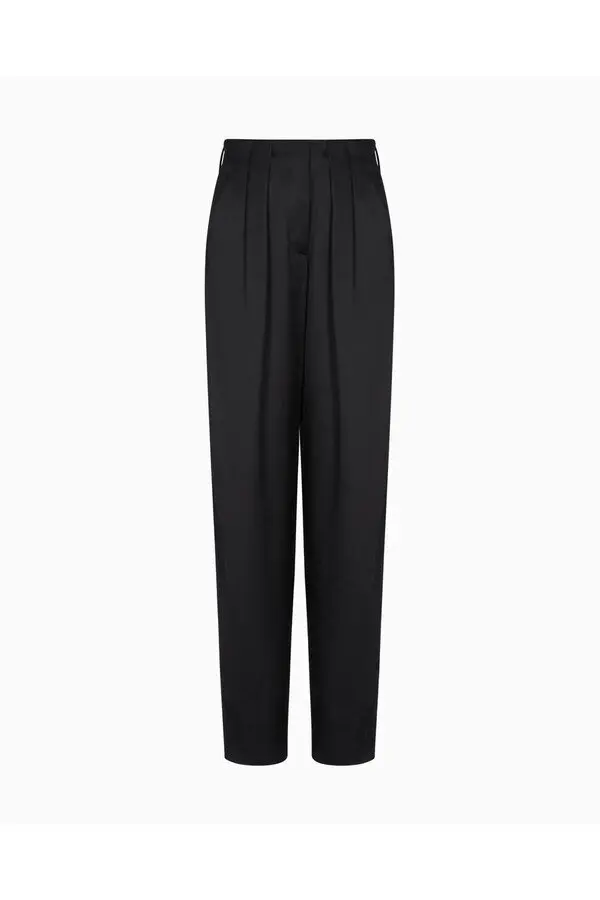 Giorgio Armani Double-sided Silk-satin Pleated Trousers - Black
