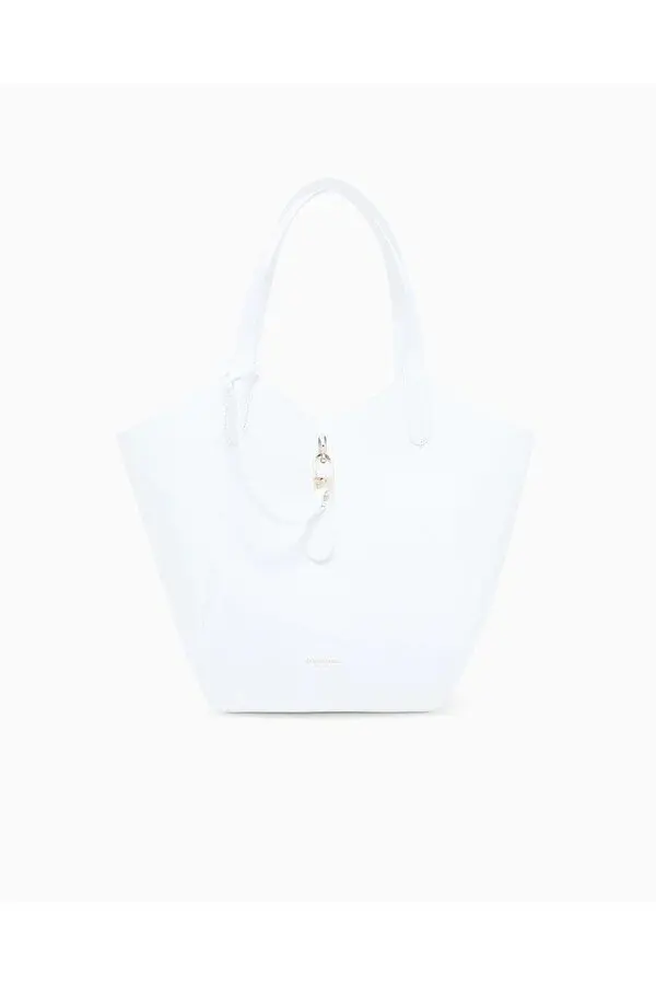 Giorgio Armani Pebbled Leather Handbag - White