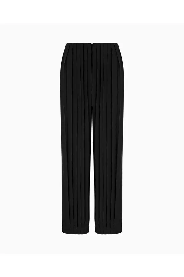 Giorgio Armani Pleated Triple Silk Georgette Trousers - Black