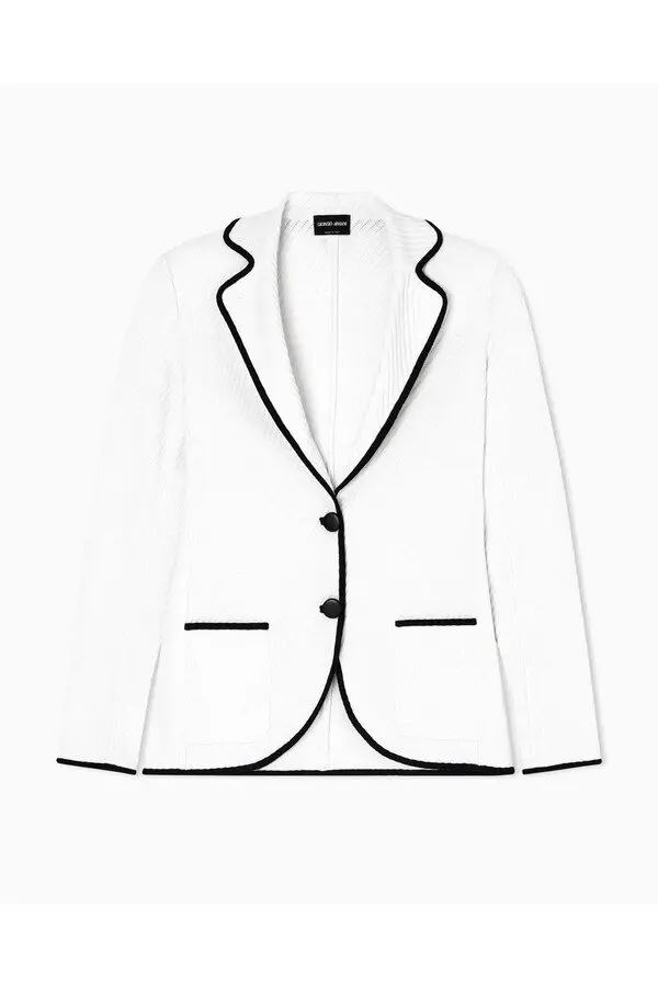Giorgio Armani Single-breasted Silk Jersey Jacket - White