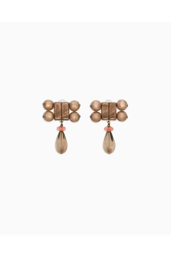 Giorgio Armani Resin And Quartz Clip-on Earrings - Brown