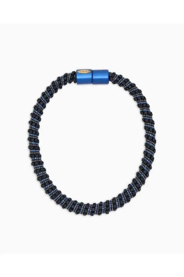 Giorgio Armani Leather And Fabric Choker Necklace - Blue