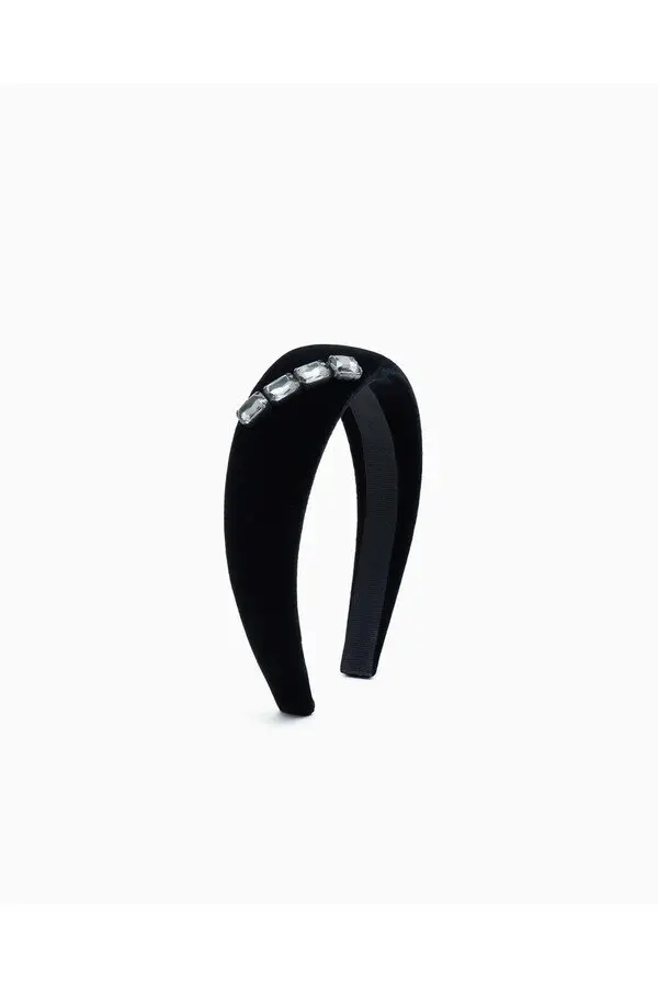 Giorgio Armani Crystal-embellished Velvet Headband - Black