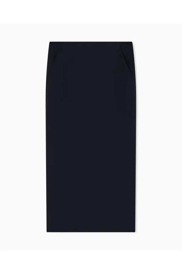 Giorgio Armani Stretch Wool Crêpe Midi Skirt - Black