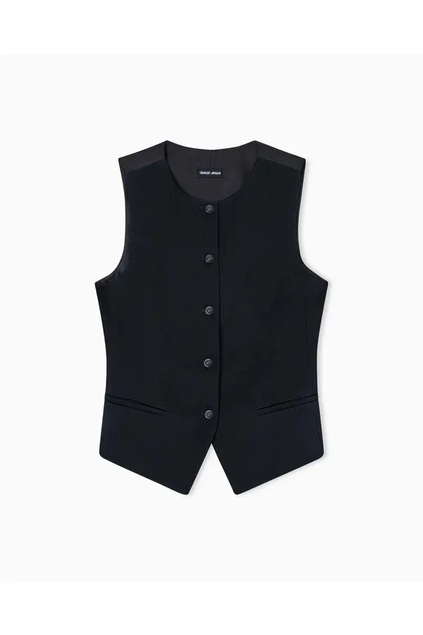 Giorgio Armani Single-breasted Wool Waistcoat - Black