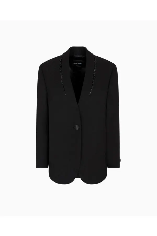 Giorgio Armani Silk Single-breasted Jacket With Rhinestone Embroidery