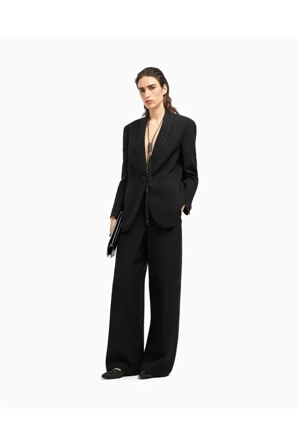 Giorgio Armani Silk Single-breasted Jacket With Rhinestone Embroidery