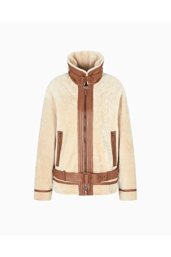 Giorgio Armani Shearling Lambskin Blouson - Brown / Neutral