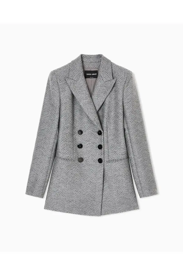 Giorgio Armani Virgin Wool And Cashmere Double-breasted Jacket - Black / White / Pink / Gray