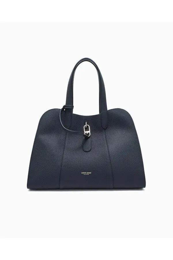Giorgio Armani Pebbled Leather Tote Bag - Black