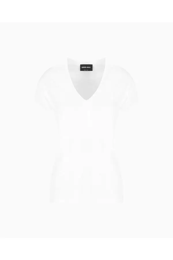 Giorgio Armani Jersey V-neck Top - White