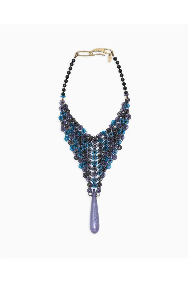 Giorgio Armani Braided Choker Necklace With Pendant - Blue