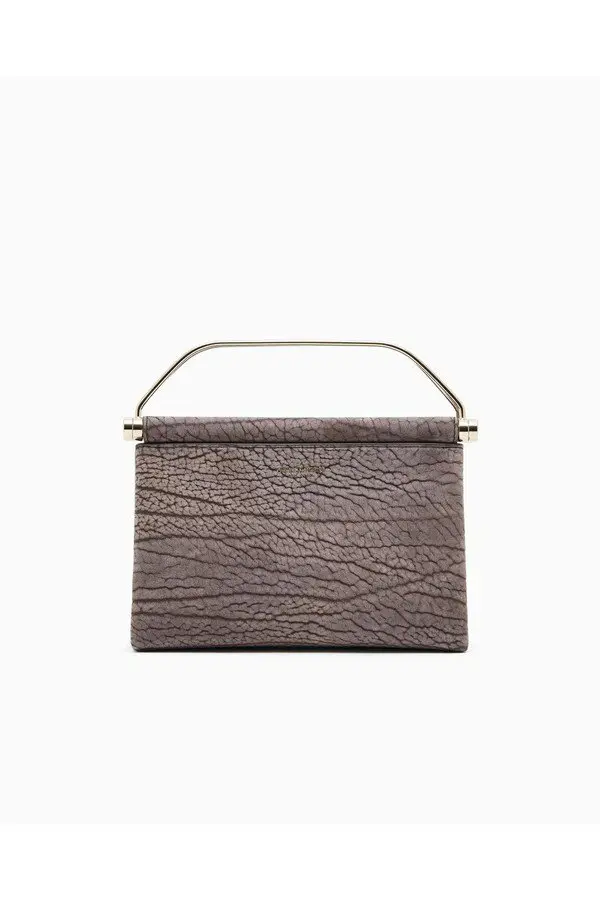 Giorgio Armani Small Handbag In Printed Nubuck - Brown