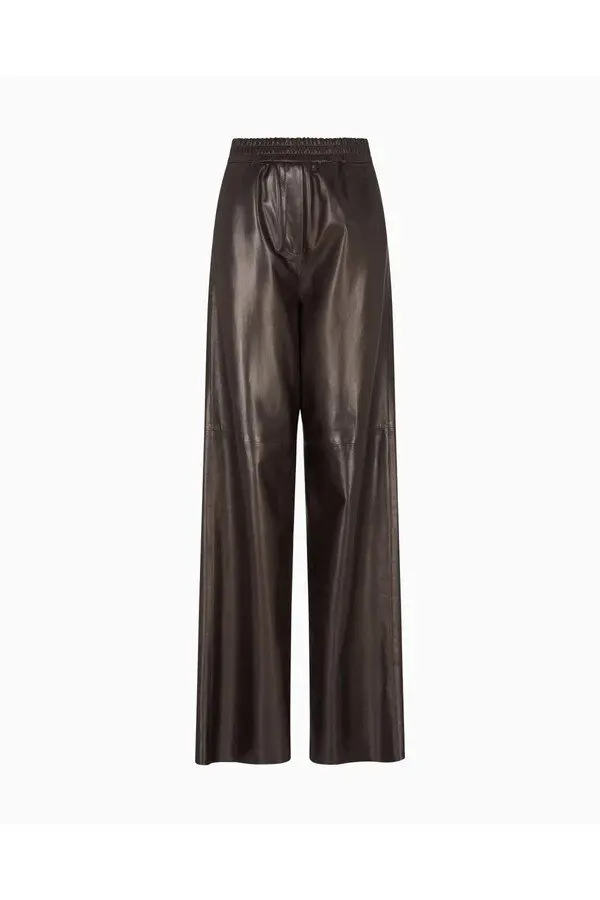 Giorgio Armani Nappa Lambskin Trousers - Brown