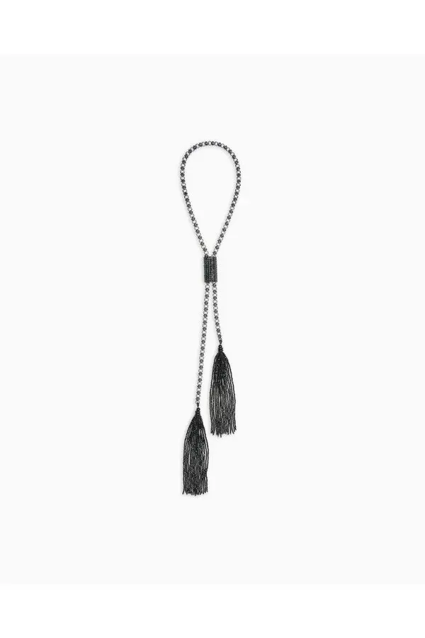Giorgio Armani Long Chain Tasseled Necklace - Black