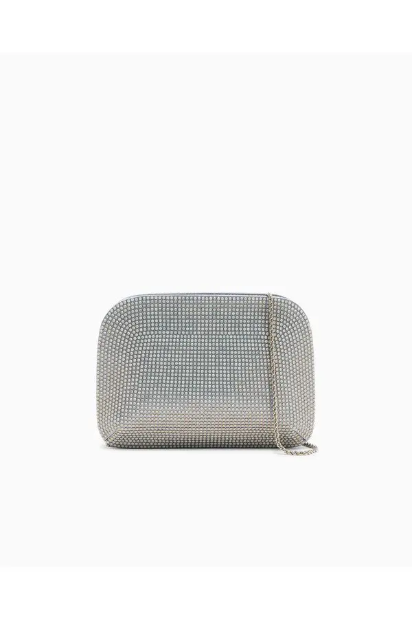 Giorgio Armani La Prima Satin Clutch With Opal Rhinestone Pav - Gold