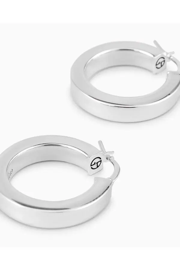 Giorgio Armani Sterling Hoop Earrings - Silver