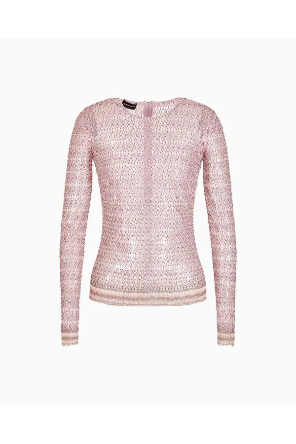 Giorgio Armani Tulle Jumper With Crystal Embroidery - Red