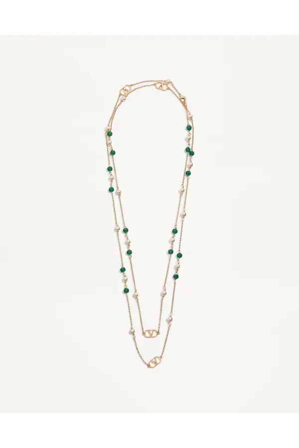 Valentino Garavani Vlogo Signature Long Necklace - Green