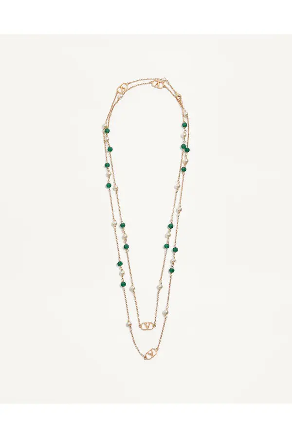 Valentino Garavani Vlogo Signature Long Necklace - Green