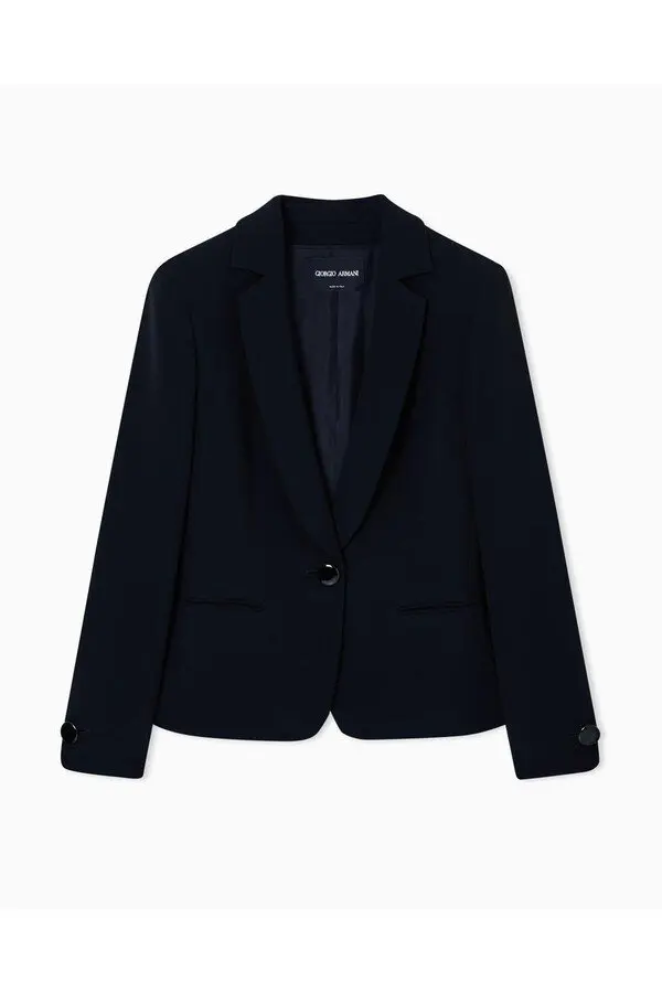 Giorgio Armani Single-breasted Silk-cady Jacket - Black