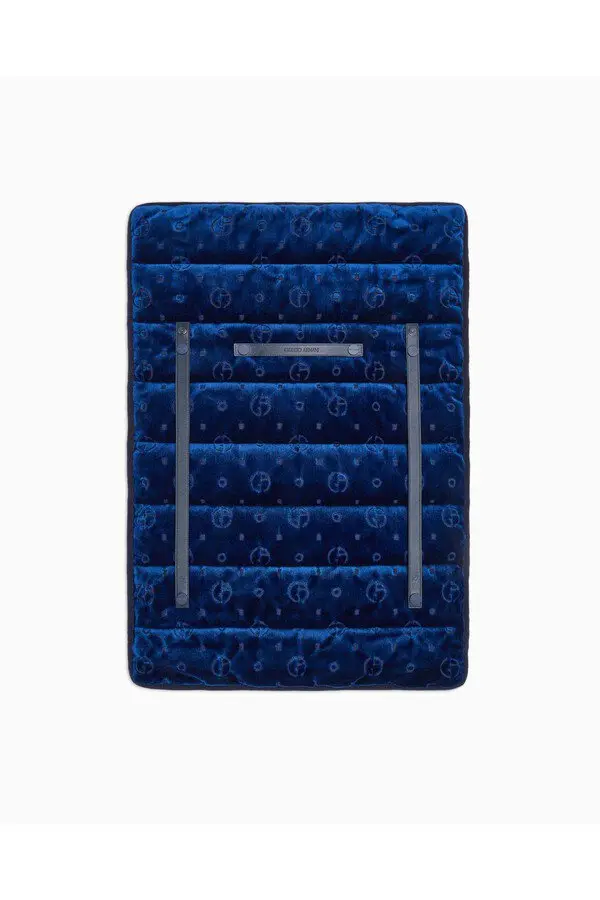 Giorgio Armani Poldo X Travel Mat In Monogram Jacquard Velvet - Blue