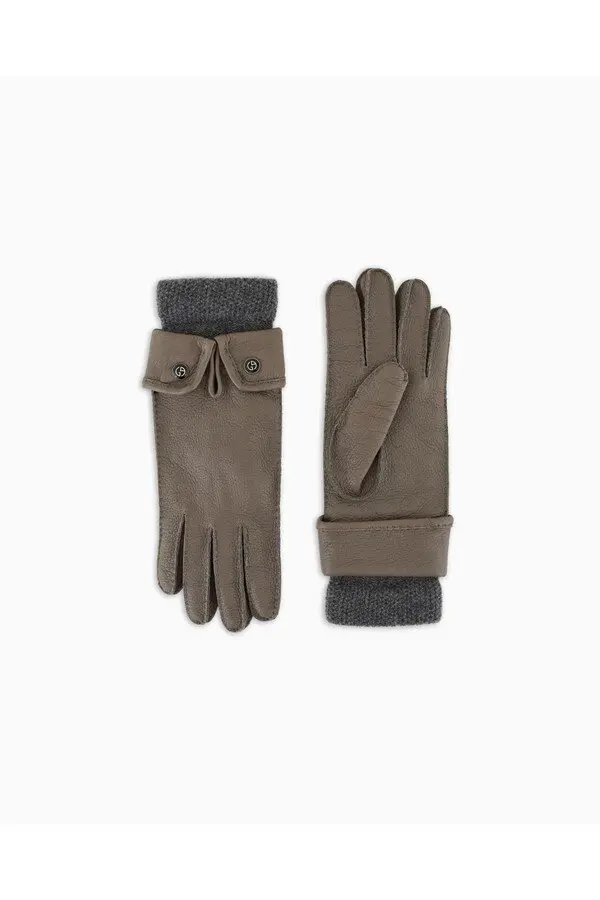 Giorgio Armani Deerskin Leather Gloves - Natural