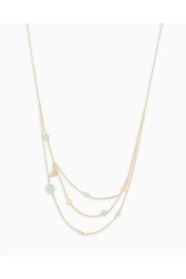 Emporio Armani Gold-tone Green Aventurine Multi-chain Necklace - Red