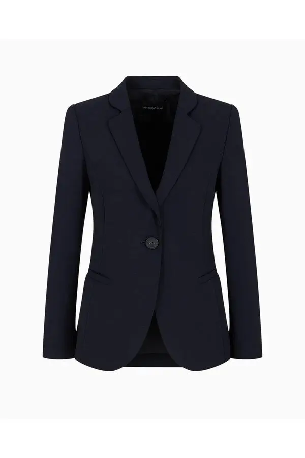 Emporio Armani Barathea-wool Single-breasted Jacket - Blue / Navy