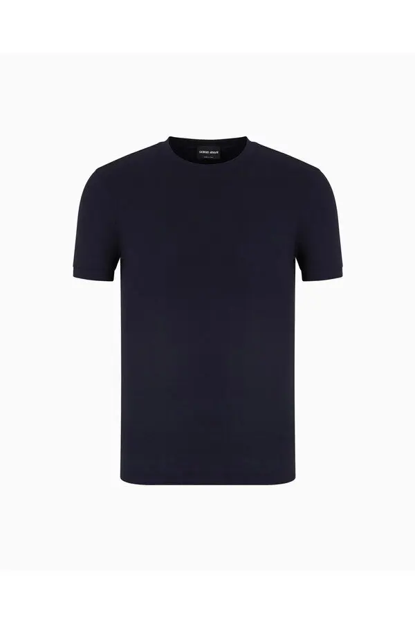 Giorgio Armani Asv Crew-neck T-shirt In Stretch Viscose Jersey - Navy
