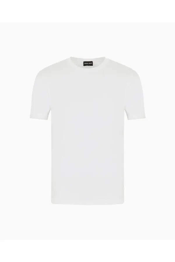 Giorgio Armani Asv Crew-neck T-shirt In Stretch Viscose Jersey - White