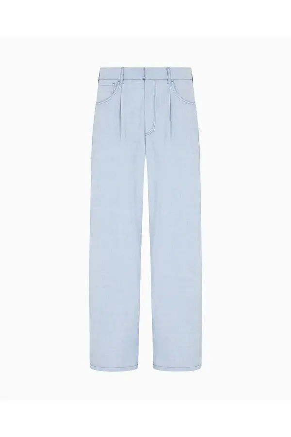 Giorgio Armani Single-pleat Silk Canvas Trousers - Blue