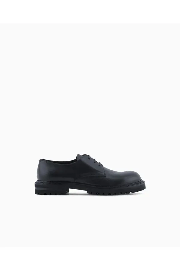 Giorgio Armani Nappa Calfskin Derby Shoes - Black