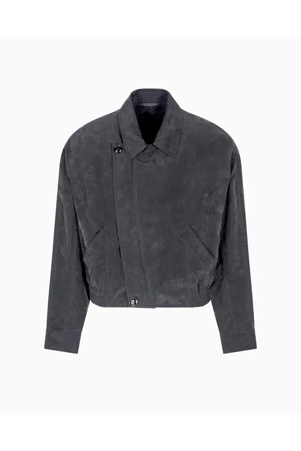 Giorgio Armani Faded Lyocell Canvas Blouson - Black