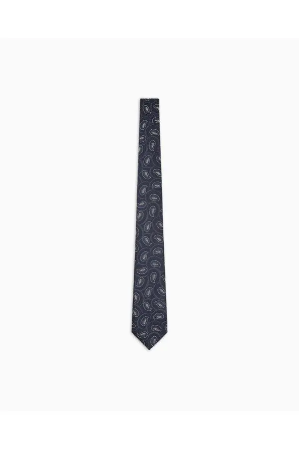 Giorgio Armani Paisley Jacquard Silk Neck Tie - Blue