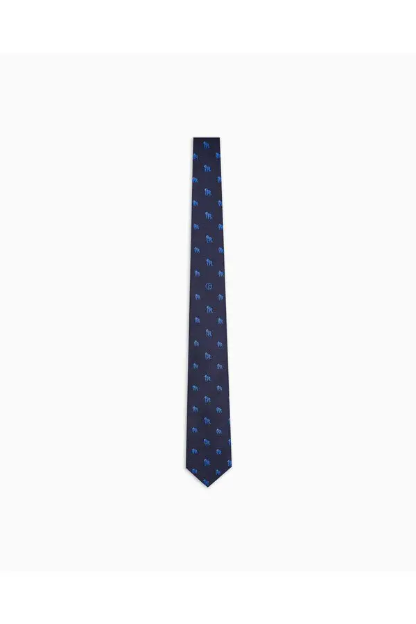 Giorgio Armani Jacquard Silk Neck Tie - Blue