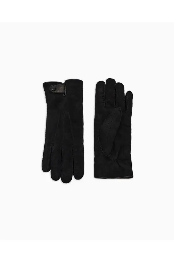 Giorgio Armani Cashmere And Suede Gloves - Black