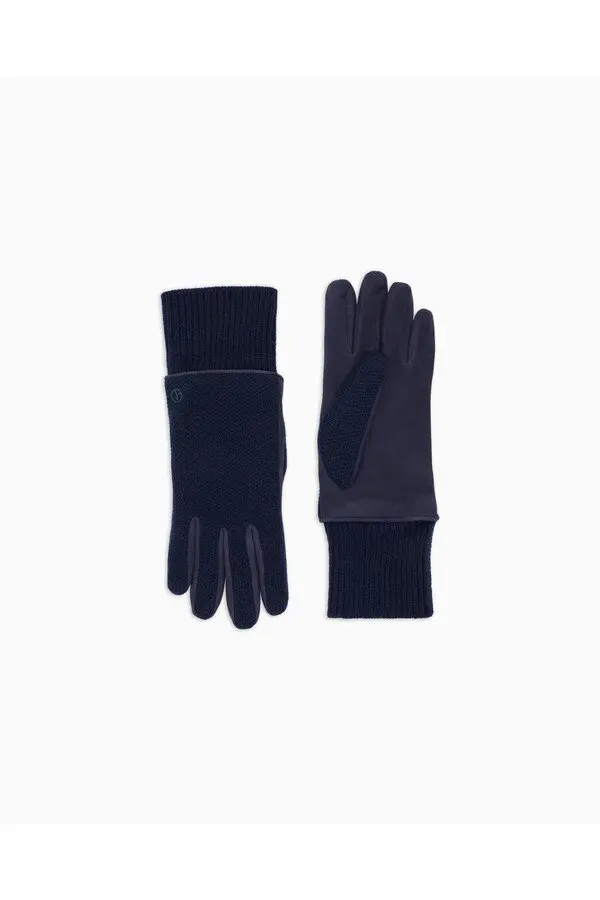Giorgio Armani Cashmere And Suede Gloves - Blue