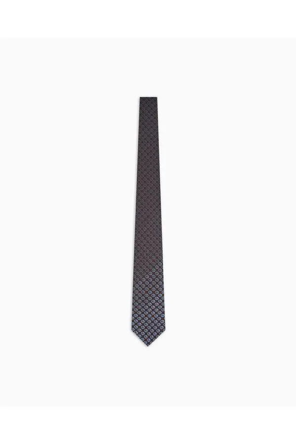 Giorgio Armani Silk Tie In Faded Monogram Jacquard Silk - Brown