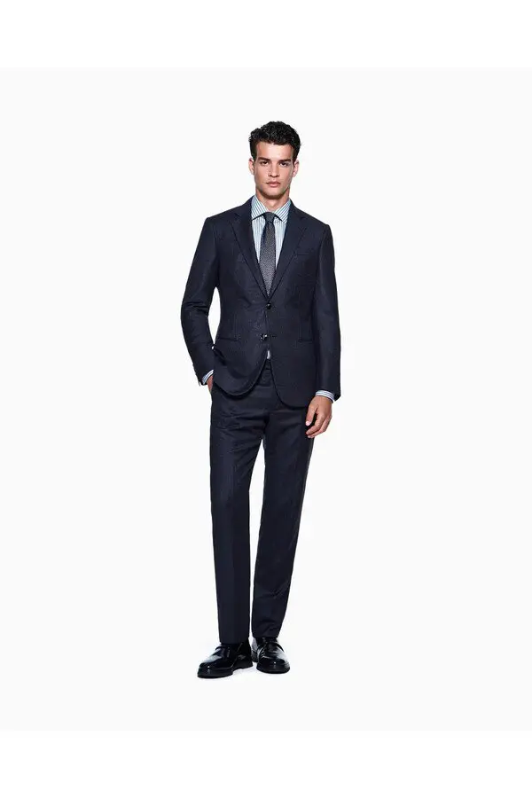 Giorgio Armani Manhattan Line Single-breasted Suit In Houndstooth Wool And Cashmere - Red