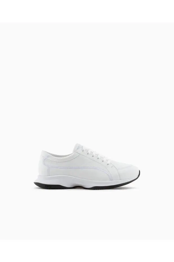 Giorgio Armani Deerskin And Leather Sneakers - White