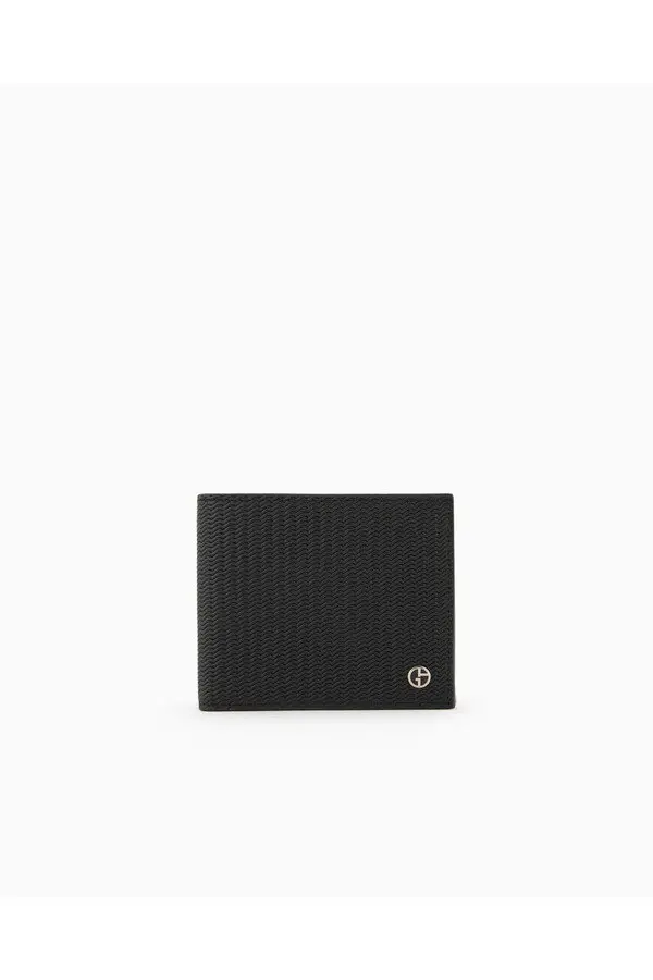 Giorgio Armani Bifold Wallet In Embossed Leather - Black