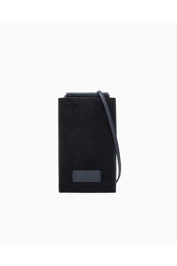 Giorgio Armani Calfskin And Suede Mobile Phone Holder - Black