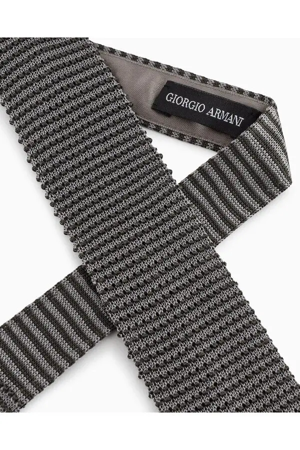 Giorgio Armani Silk Tricot Neck Tie - Grey