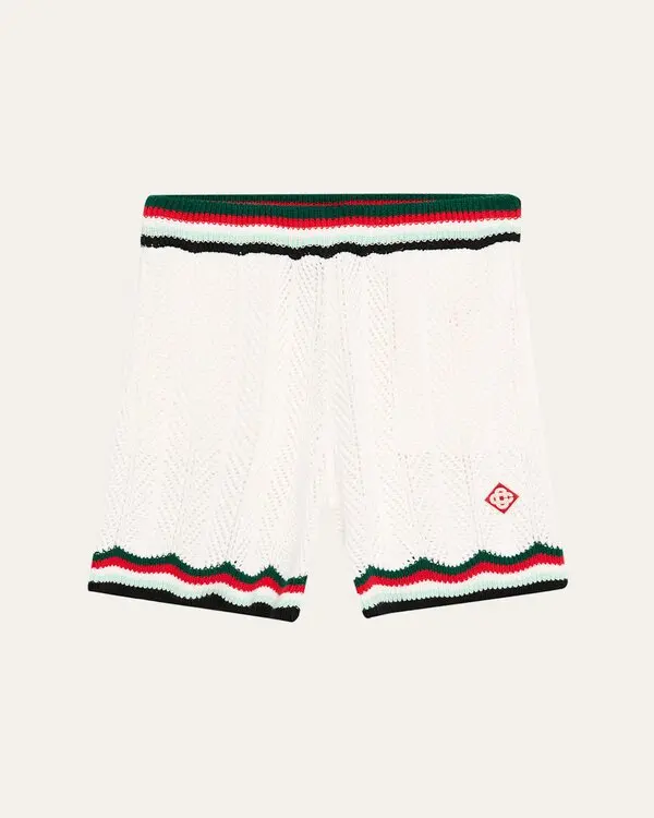 Casablanca Chevron Crochet Shorts - White