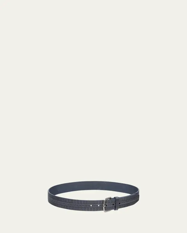 Giorgio Armani Geometric Engraved Leather Belt