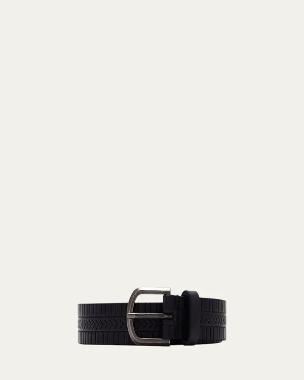 Giorgio Armani Geometric Engraved Leather Belt