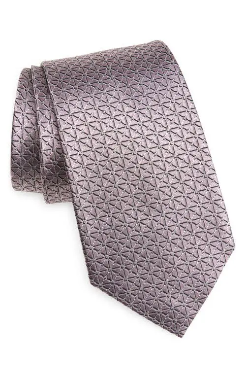 Zegna Geometric Silk Standard Tie - Pink
