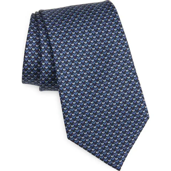 Zegna Floral Print Silk Tie - Blue